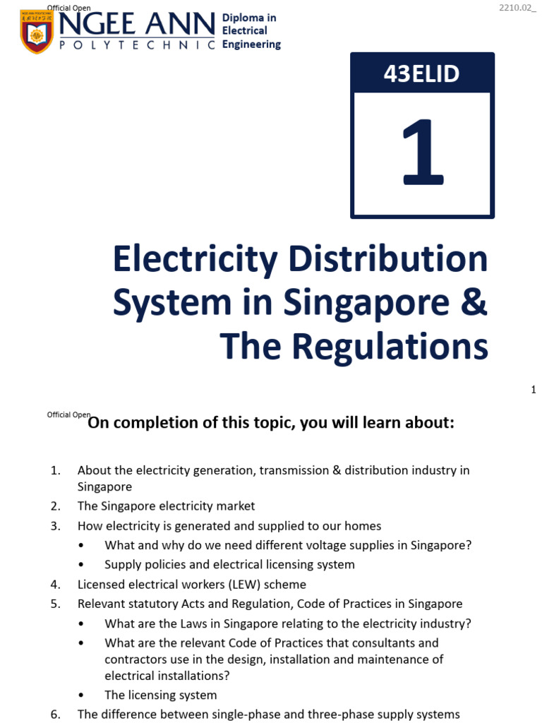 43ELID Topic1 Electricity - Distribution.system - In.singapore.&.the ...