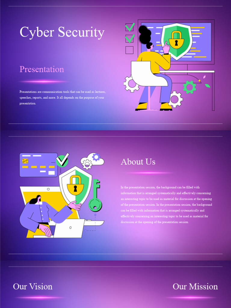 Purple Gradient Illustration Cyber Security Presentation | PDF | Computer Networking ...