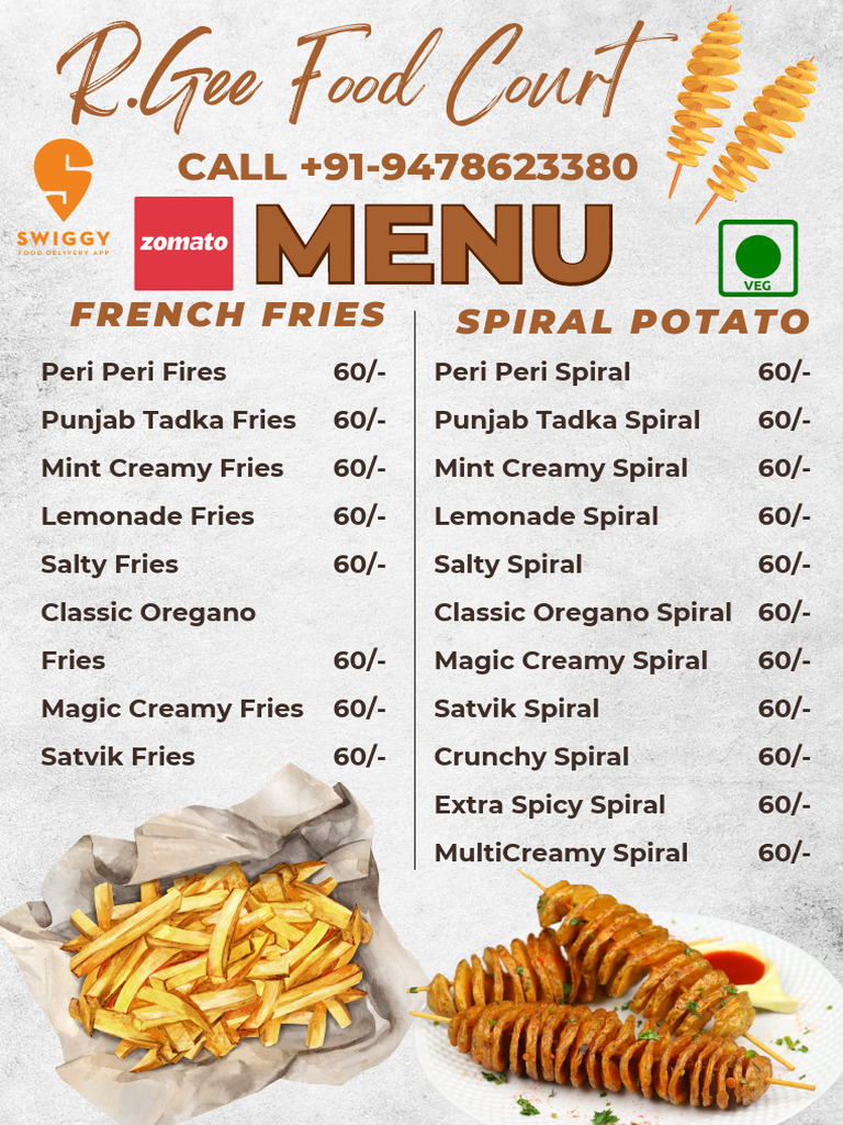Colorful Illustration Fast Food Food Menu | PDF