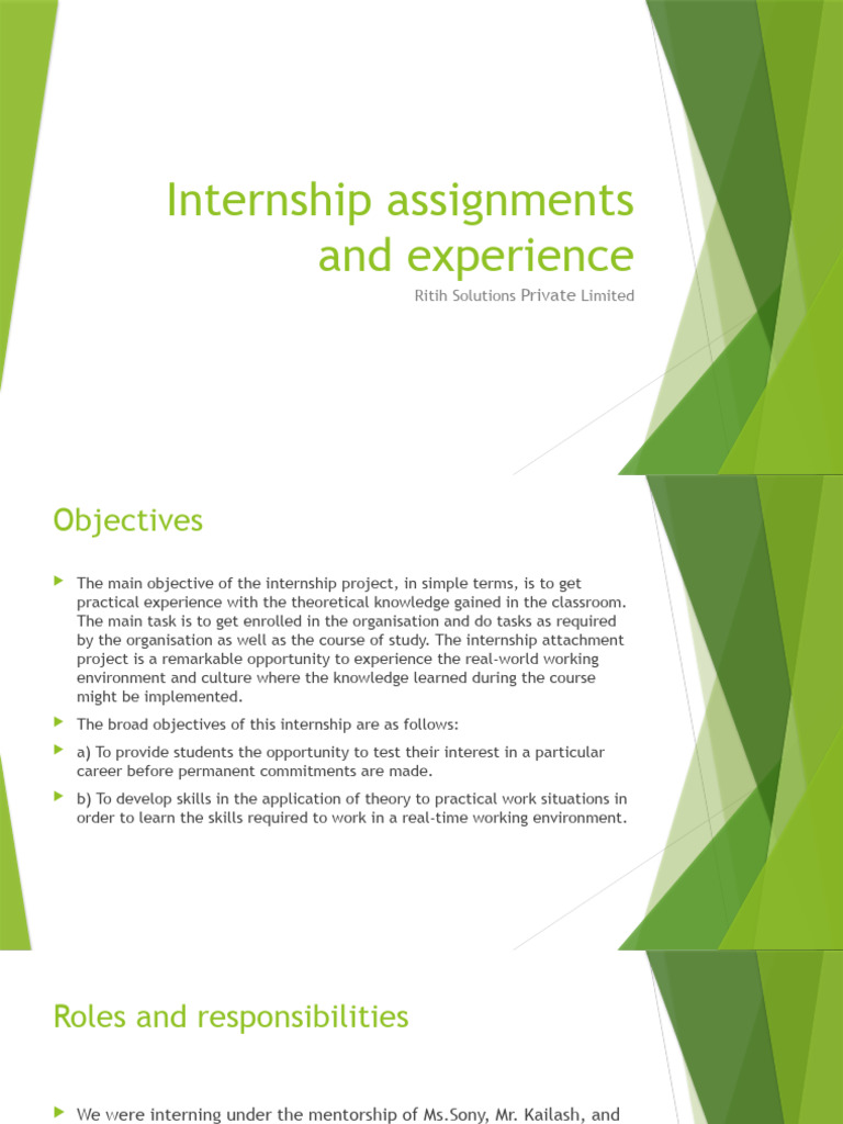 Internship Assignments and Experience | PDF | Internship | Job Hunting