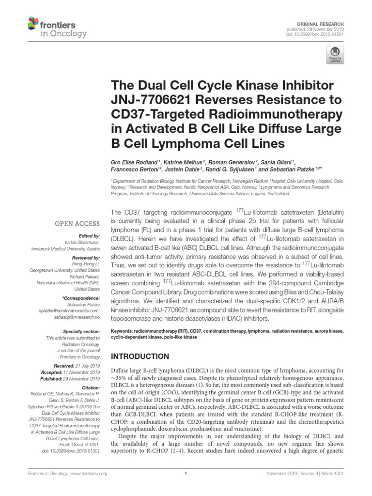 The Dual Cell Cycle Kinase Inhibitor JNJ-7706621 Reverses Resistance To ...