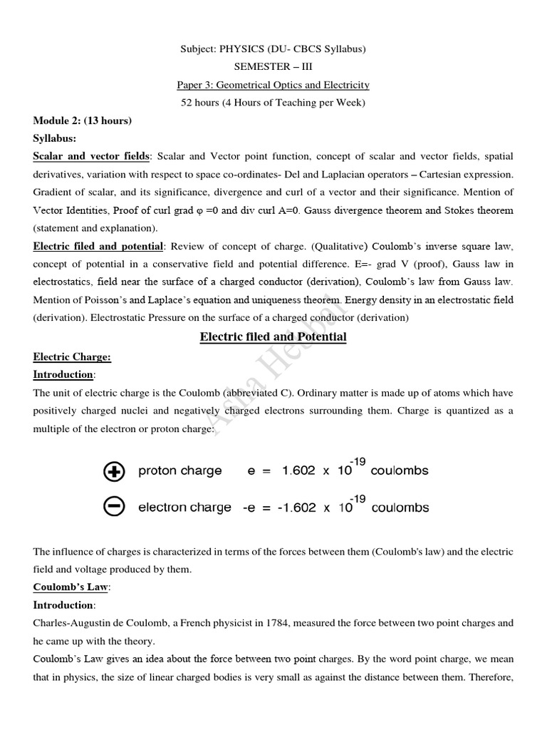 Electric Filed and Potential | PDF | Electric Field | Electrostatics