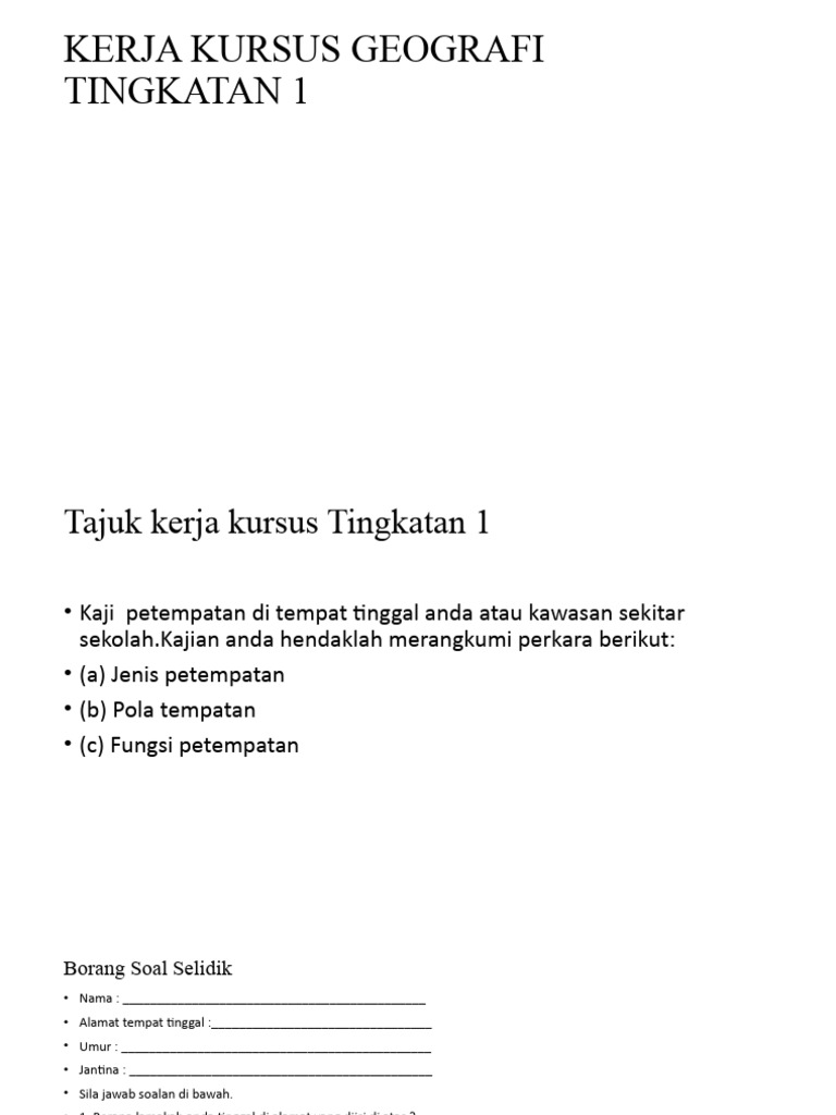 Kerja Kursus Geografi Tingkatan 1 | PDF