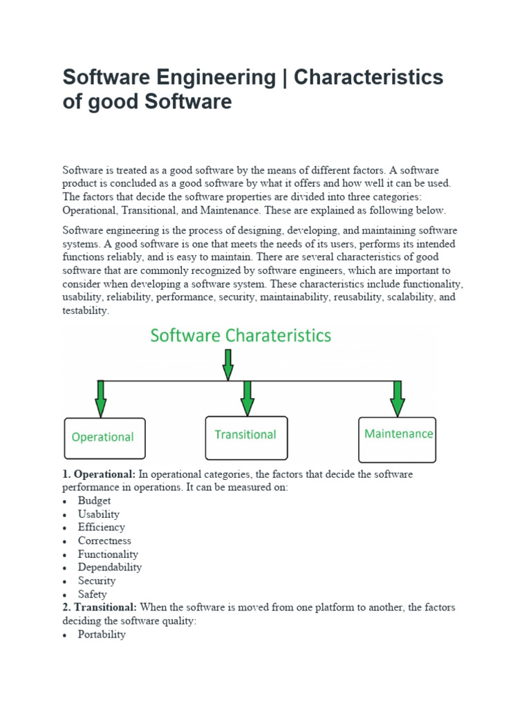 Characterstics of Good Software | PDF | Software | Usability