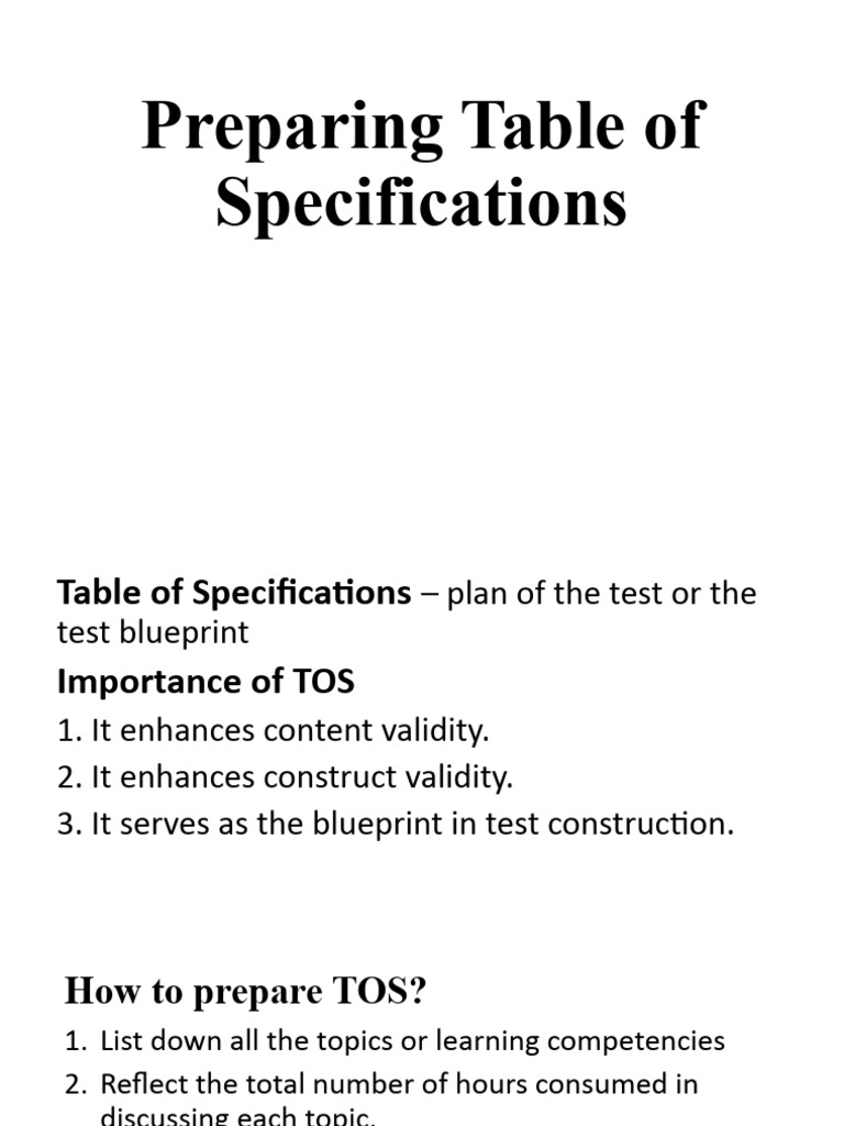 L12 Preparing TOS | PDF | Percentage | Numbers