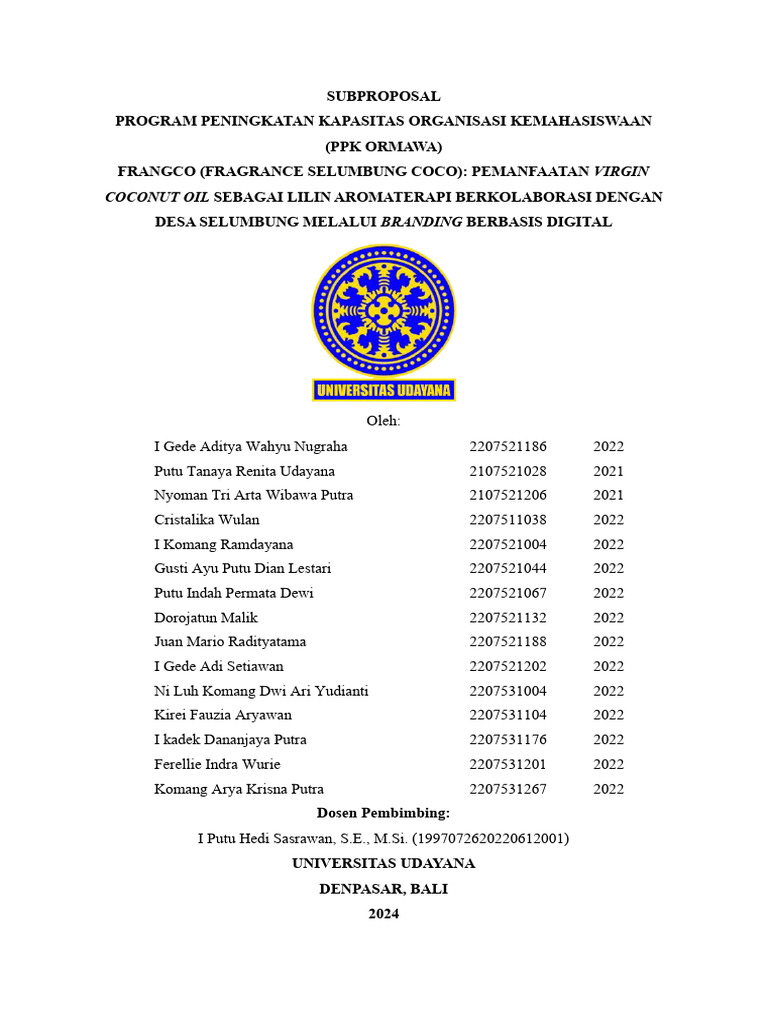 Revisi Subproposal PPK Ormawa Tim KSPM | PDF