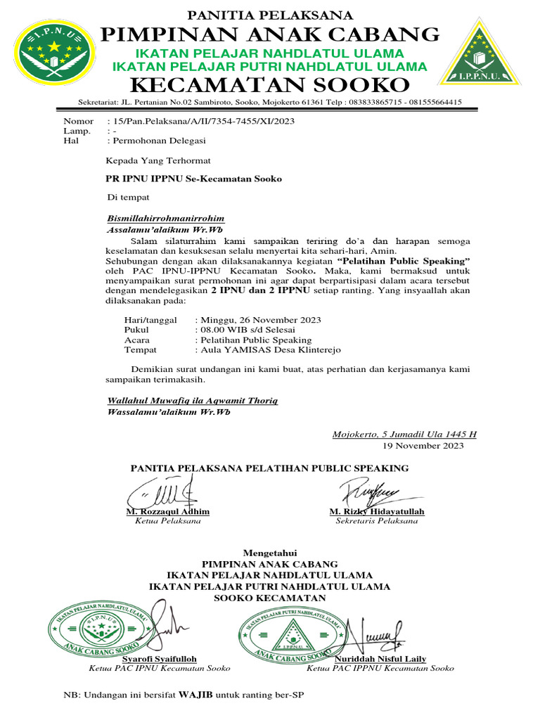 Permohonan Delegasi Ranting | PDF