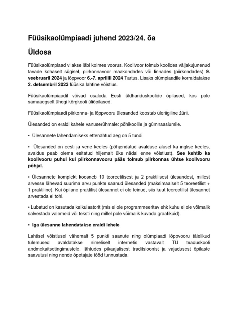 TK EFO 2023 24 Juhend | PDF