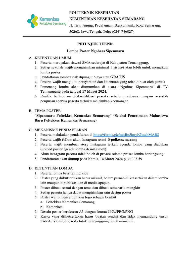 Lomba Poster Sipenmaru Poltekkes 2024 | PDF | Bisnis