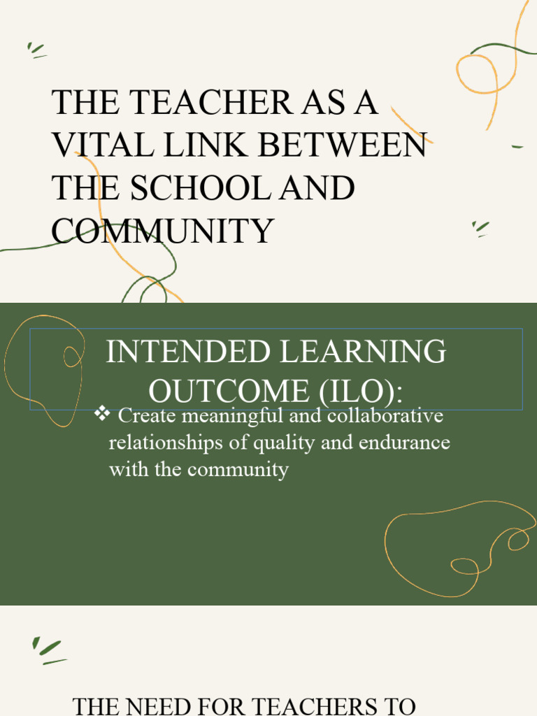 The Teacher as a Vital Link Between the School and Community | PDF ...