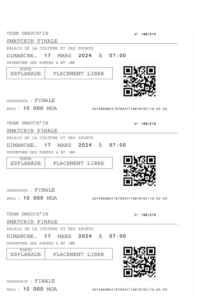 Billet A Imprimer | PDF