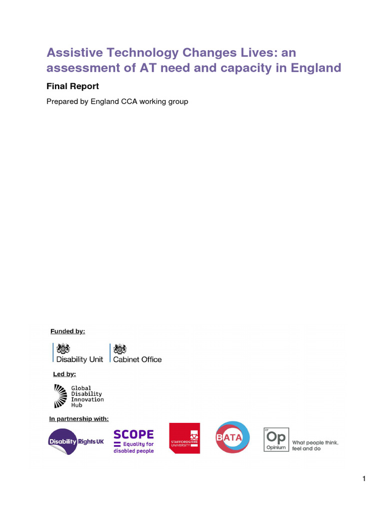 England CCA Latest | PDF | Focus Group | Disability