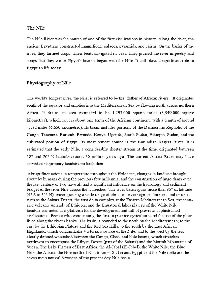 The Nile: Egypt's Lifeblood and History | PDF | Nile | Geomorphology