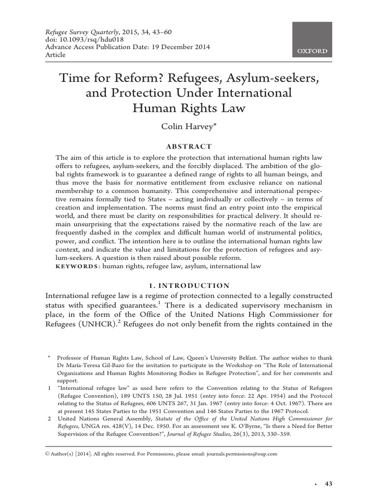 Time For Reform? Refugees, Asylum-Seekers, and Protection Under ...