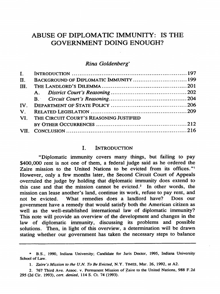 Abuse of Diplomatic Immunity: Is The Government Doing Enough? | PDF ...