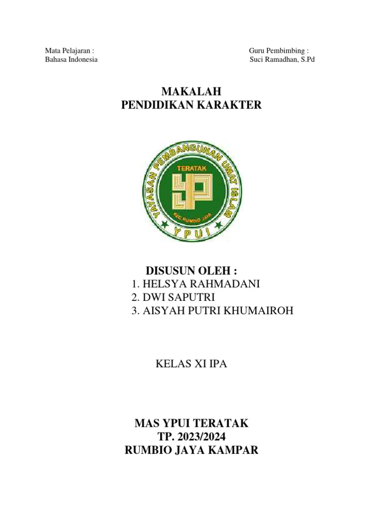 Pendidikan Karakter Siswa SMA | PDF | Karier & Perkembangan