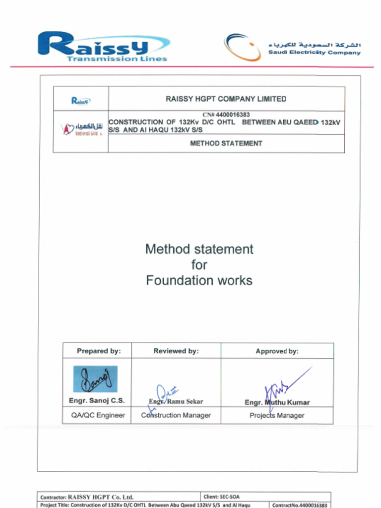 03 Method Statement For Foundation. | Download Free PDF | Casing (Borehole) | Borehole
