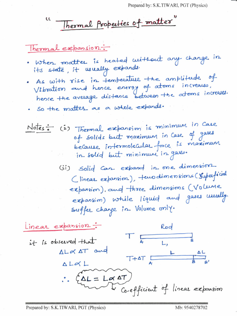THERMAL PROPERTIES OF MATTER | PDF