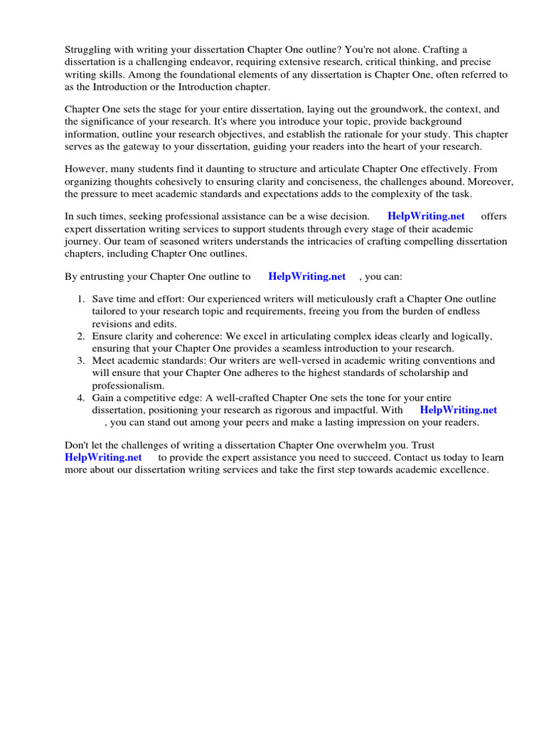 Dissertation Chapter One Outline | PDF | Thesis | Science
