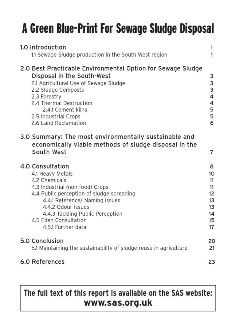 A Green Blue-Print For Sewage Sludge Disposal: The Full Text of This ...