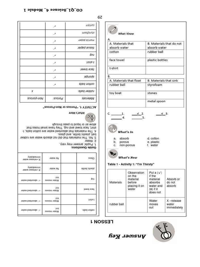 Science4 - q1 - Mod1 - Doesitmatter - v2 - Answer Key | PDF | Decomposition | Materials
