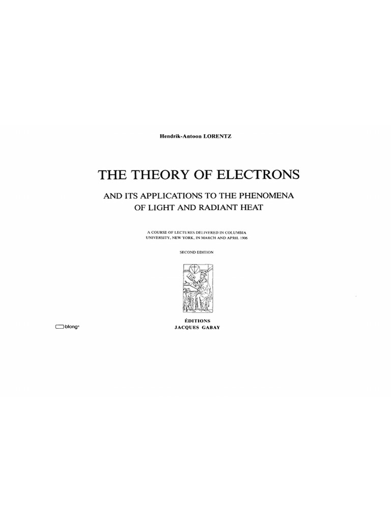 Electron Theory Lorentz Pdf