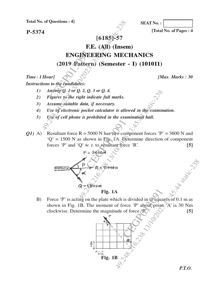 Oct - 2023 Mechanics Que Paper | PDF | Physical Phenomena | Physical Quantities