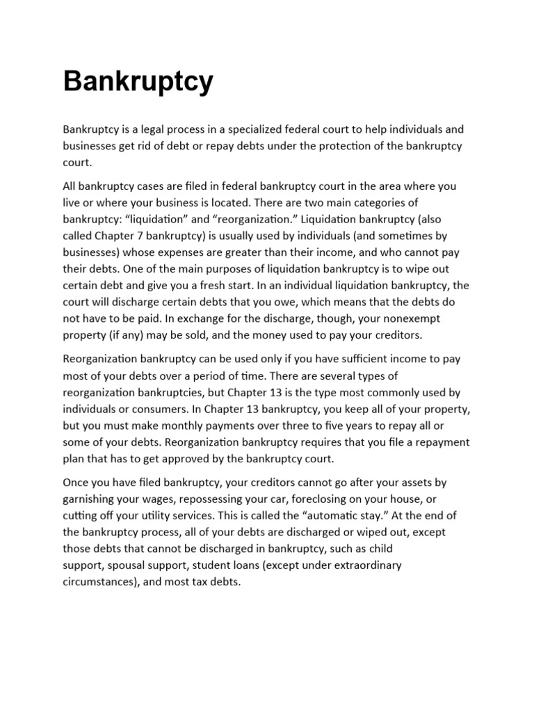 Understanding Bankruptcy Basics | PDF | Bankruptcy | Debt
