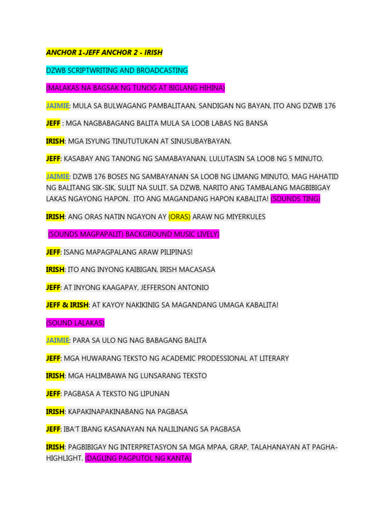 Script Broadcasting Filipino | PDF