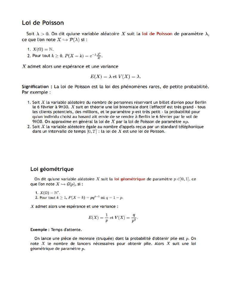Loi de Poisson Et Géométrique | PDF
