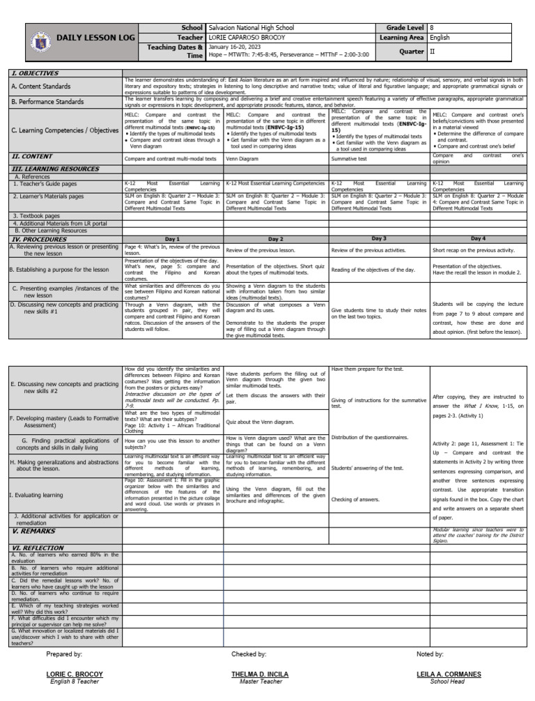 DLL Eng8 Q2W9 Multimodal Text | PDF | Learning | Behavior Modification