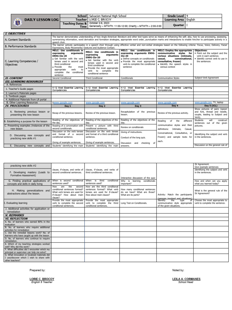 Q1Wk6 English 9 Conditionals and Communicative Styles - Copy | PDF | Verb | Learning