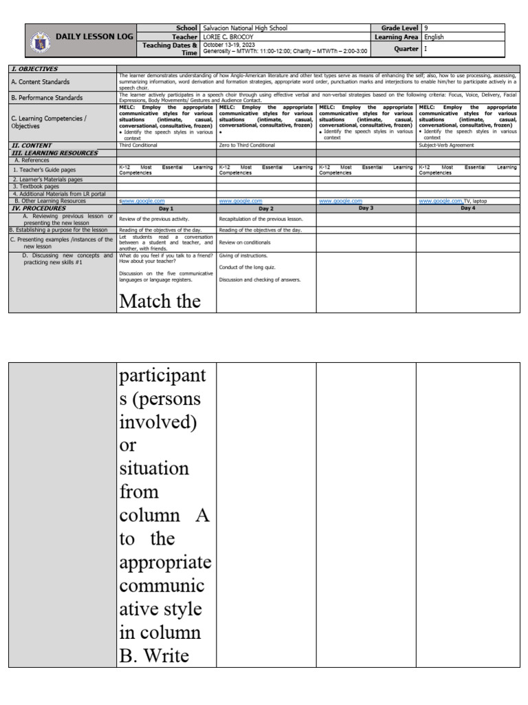 Q1Wk8 English 9 Communicative Styles | PDF | Learning | Human Communication