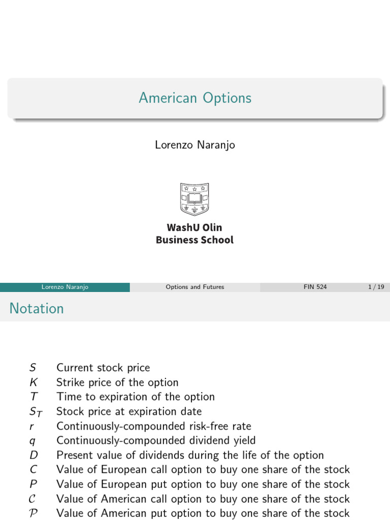 American Options | PDF | Option (Finance) | Put Option