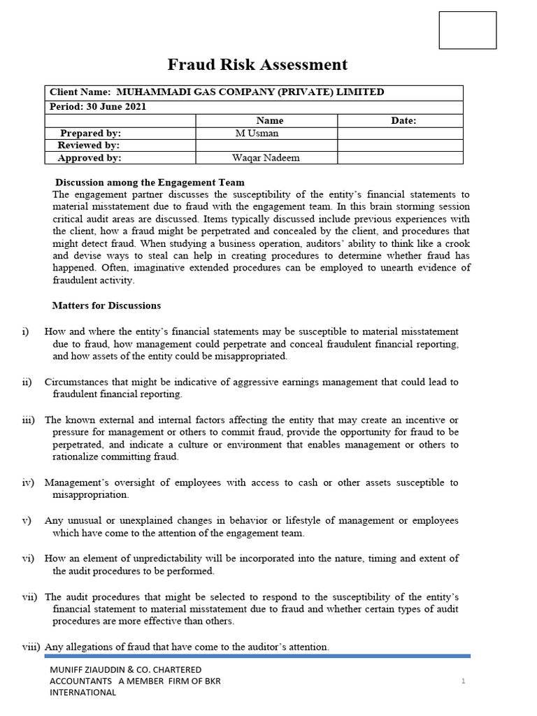 13 Fraud Risk Assessment | PDF | Audit | Internal Control
