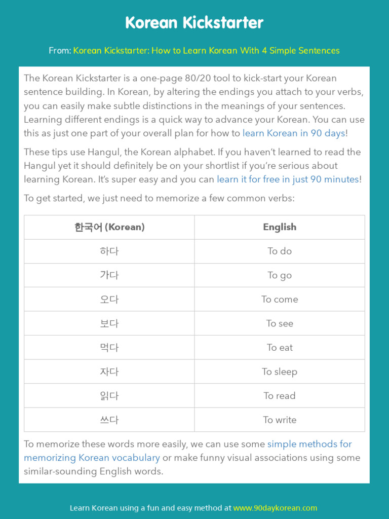 Quick Korean Sentence Building | PDF | Korean Language | Grammatical Tense