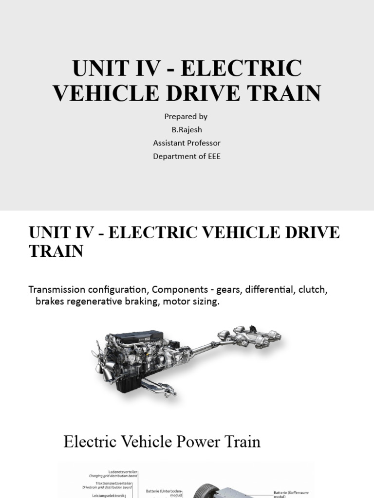 Electric Vehicle Drive Train Overview | PDF | Clutch | Gear