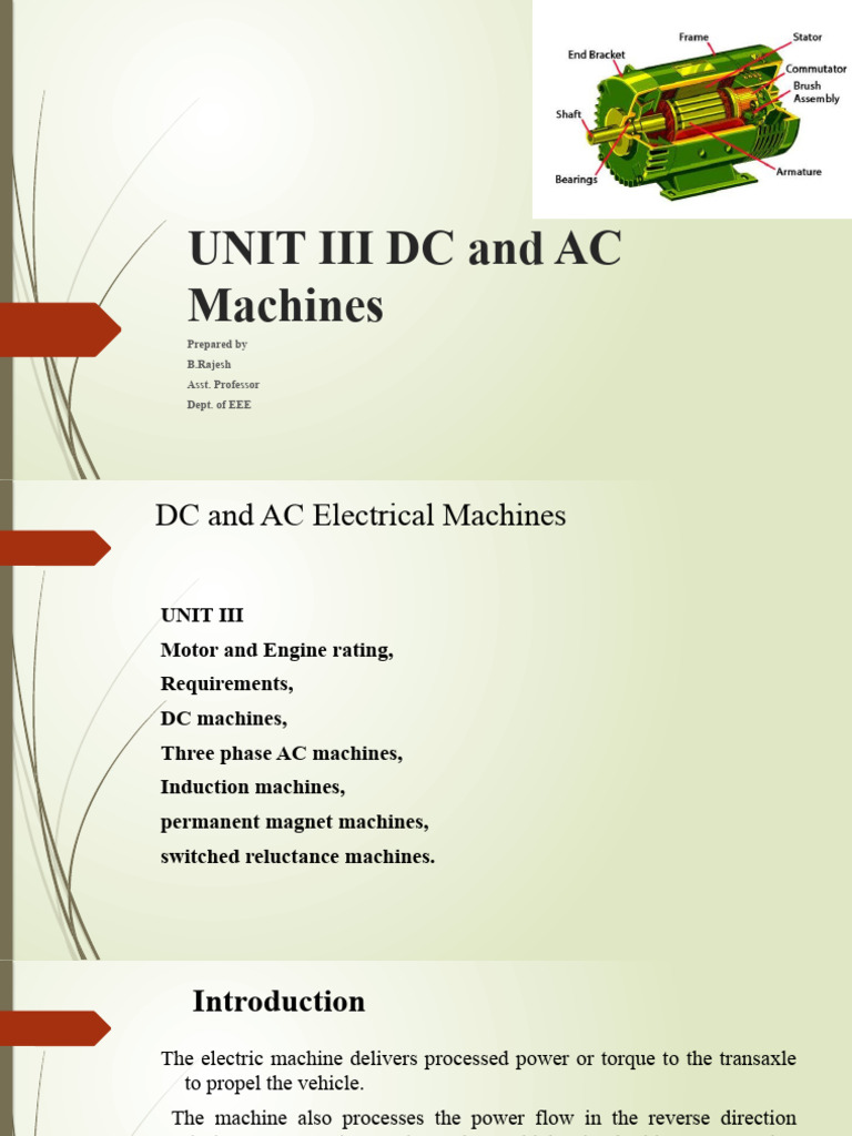 Unit III Evhv DC Motors | PDF | Electric Motor | Electromagnetic Induction