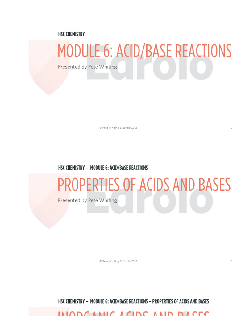Inorganic - Acids - and - Bases - Edrolo - Study - Notes | PDF | Acid | Ph