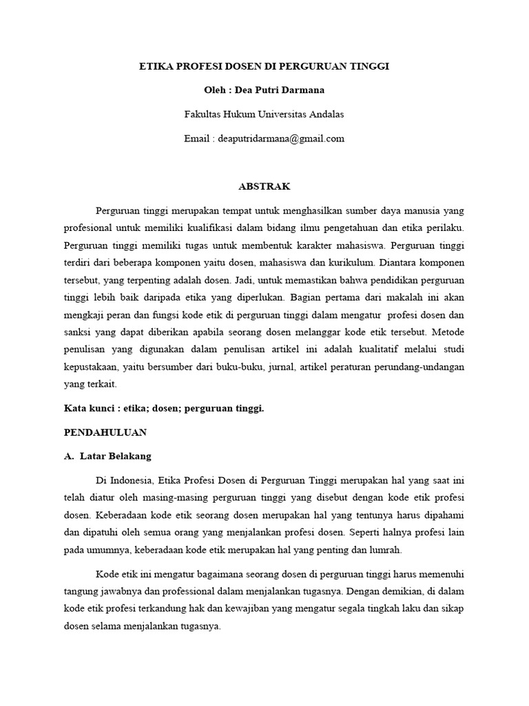 Artikel Etika Profesi Dosen | PDF