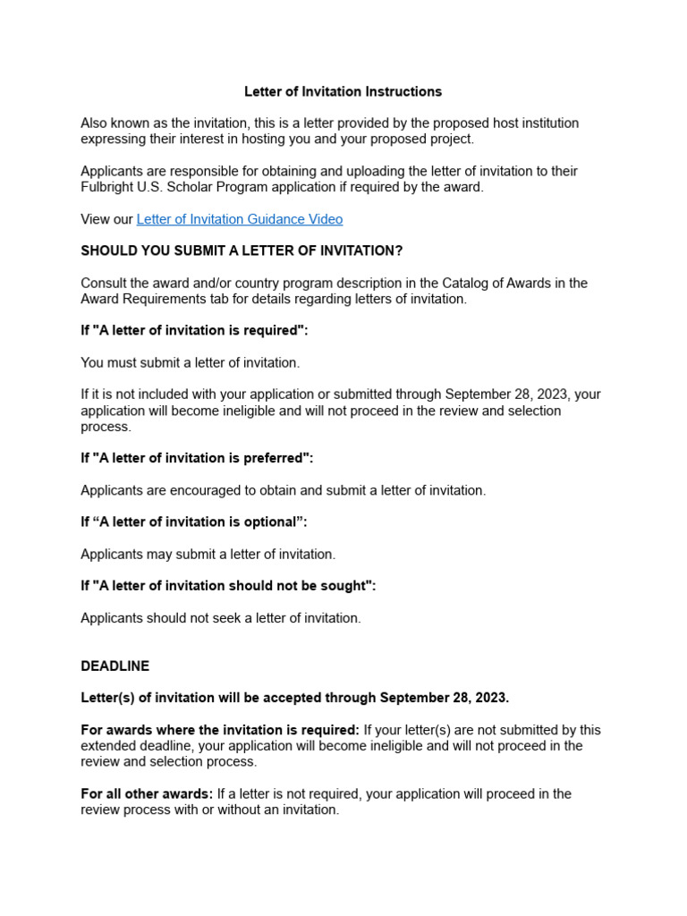 Letter of Invitation Instructions | PDF | Résumé