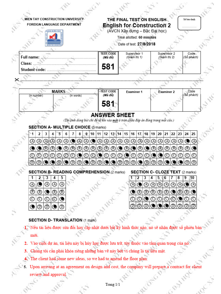 27.8. DapAn AnhVan ChuyenNganh 581 | PDF