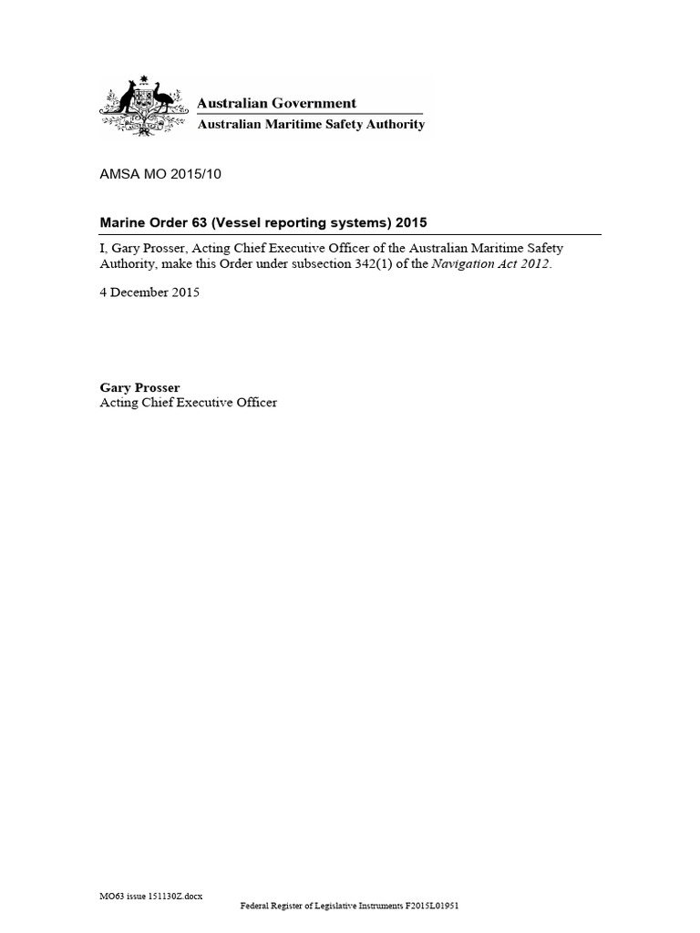 MO63 - Vessel - Reporting - System - 2015 | PDF | Search And Rescue ...