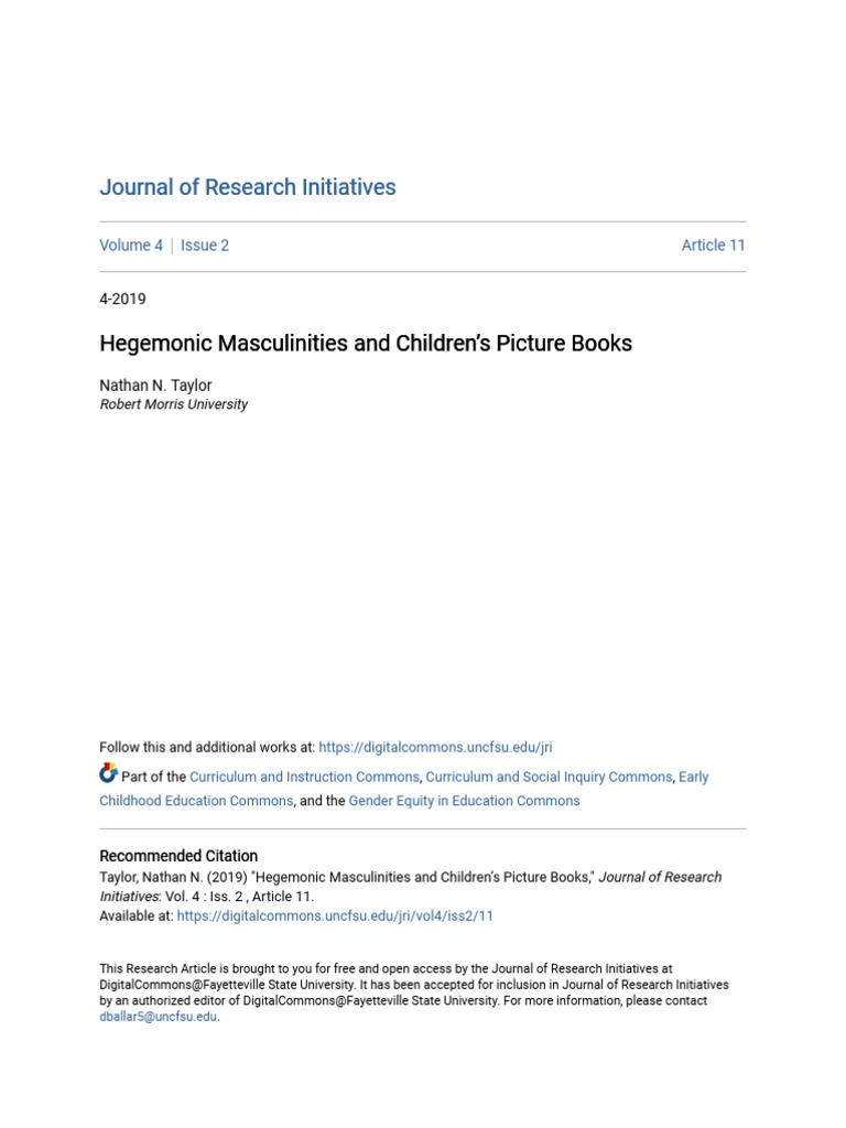 Hegemonic Masculinities in Picture Books | PDF | Masculinity | Discourse