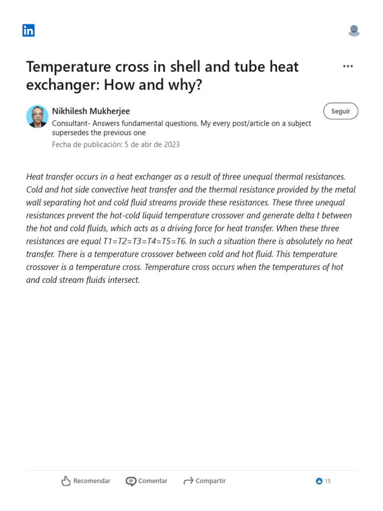 Temperature Cross in Shell and Tube Heat Exchanger - How and Why | PDF ...
