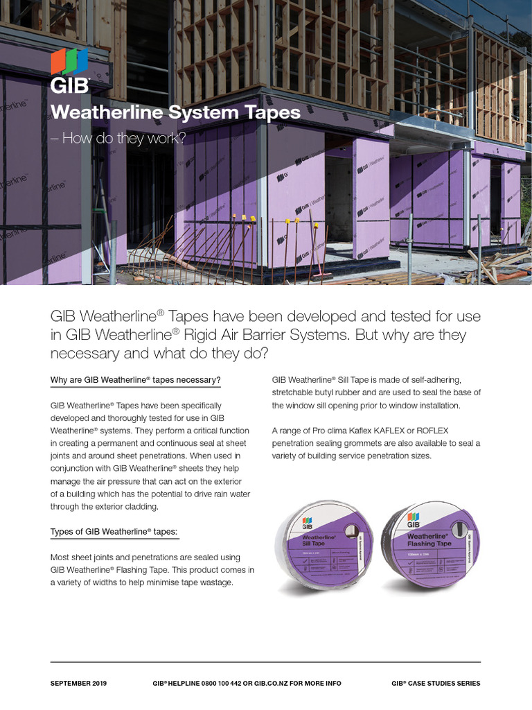 GIB - Case Studies - GIB Weatherline Tape - Web | PDF | Adhesive ...