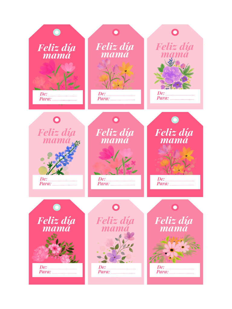 Etiquetas imprimibles para el Día de la Madre | PDF | Salud y bienestar