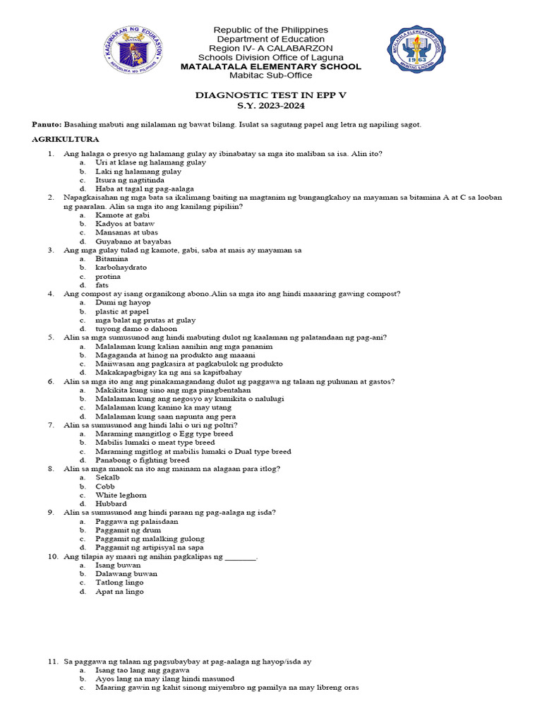 Pre-Test - Epp 5 | PDF