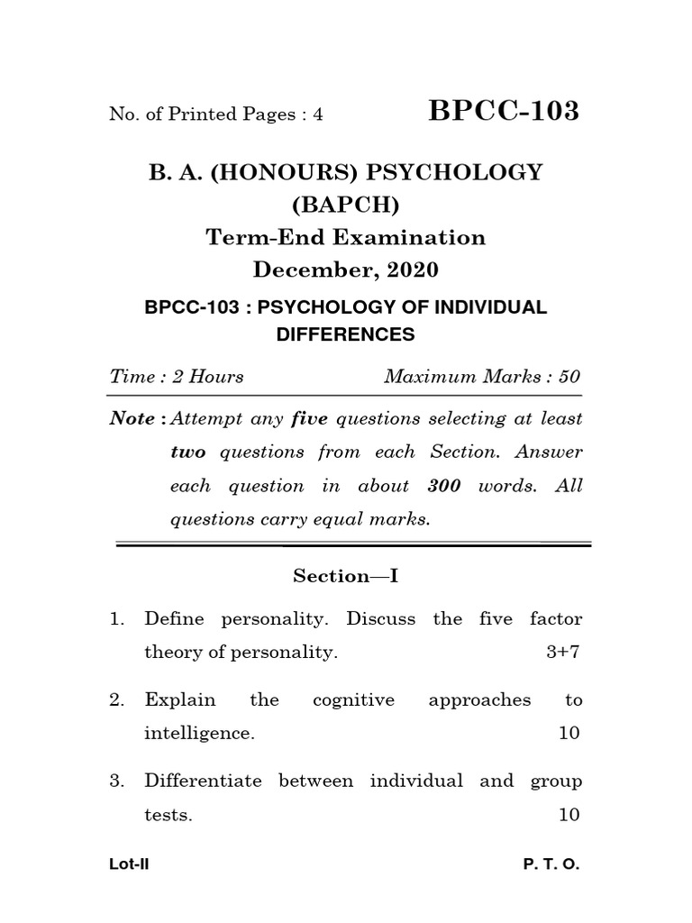 BPCC 103 | PDF | Neuroscience | Psychological Theories