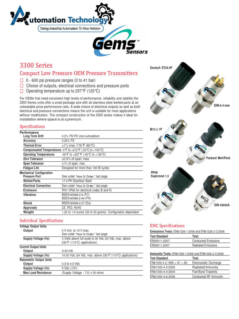 Gems 3300 | PDF | Electrical Connector | Electrical Components